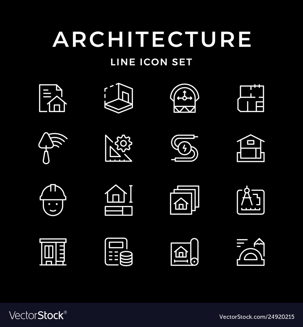 Set line icons architectural Royalty Free Vector Image