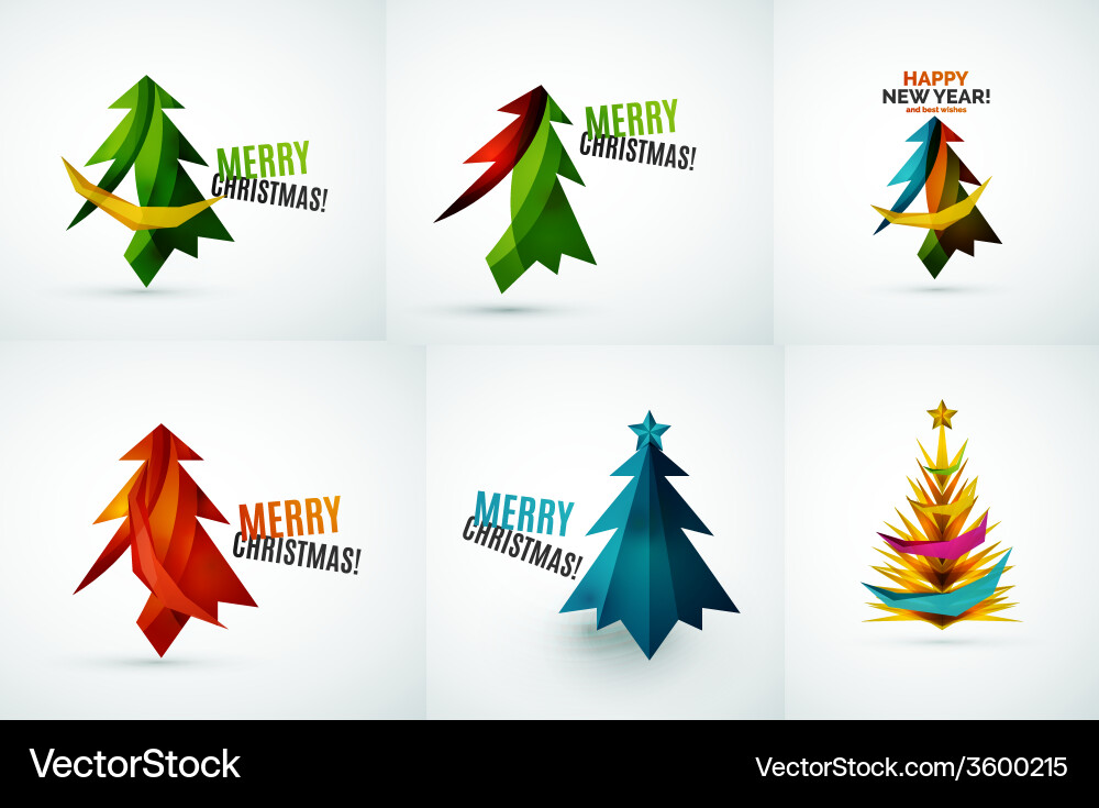 Set of christmas tree geometric designs Royalty Free Vector