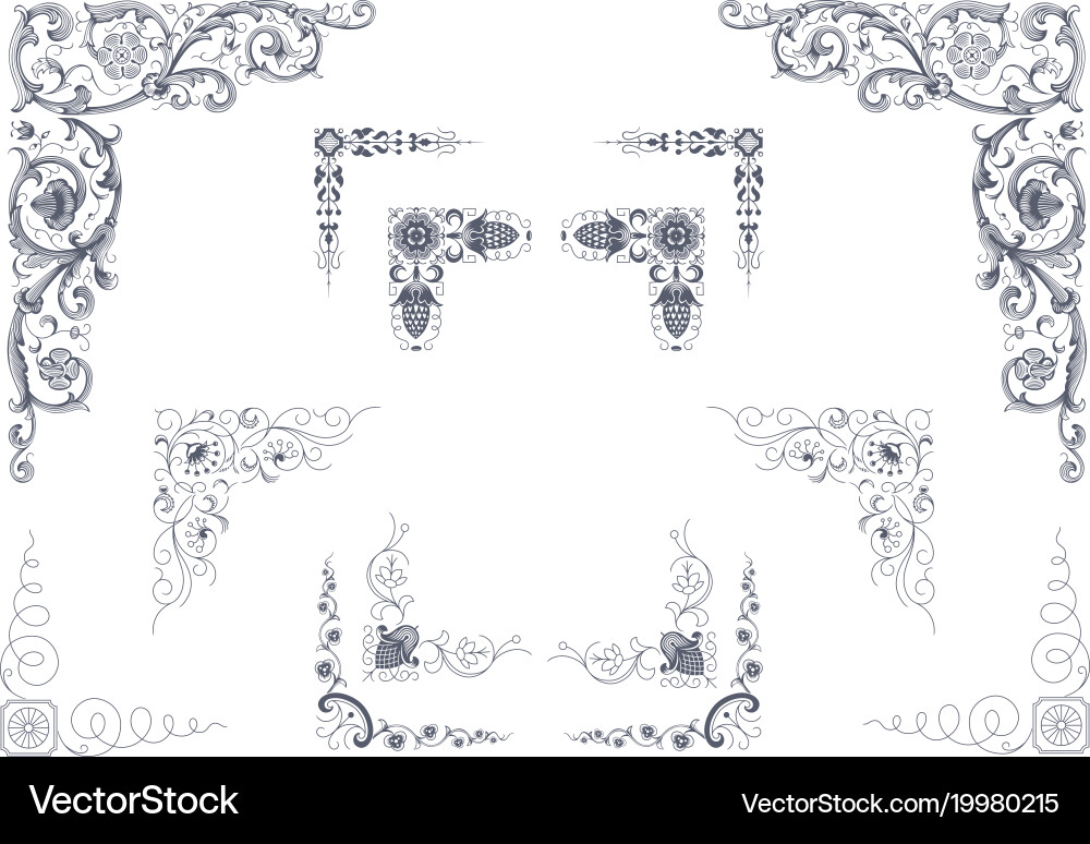 Set of decorative corner ornaments Royalty Free Vector Image