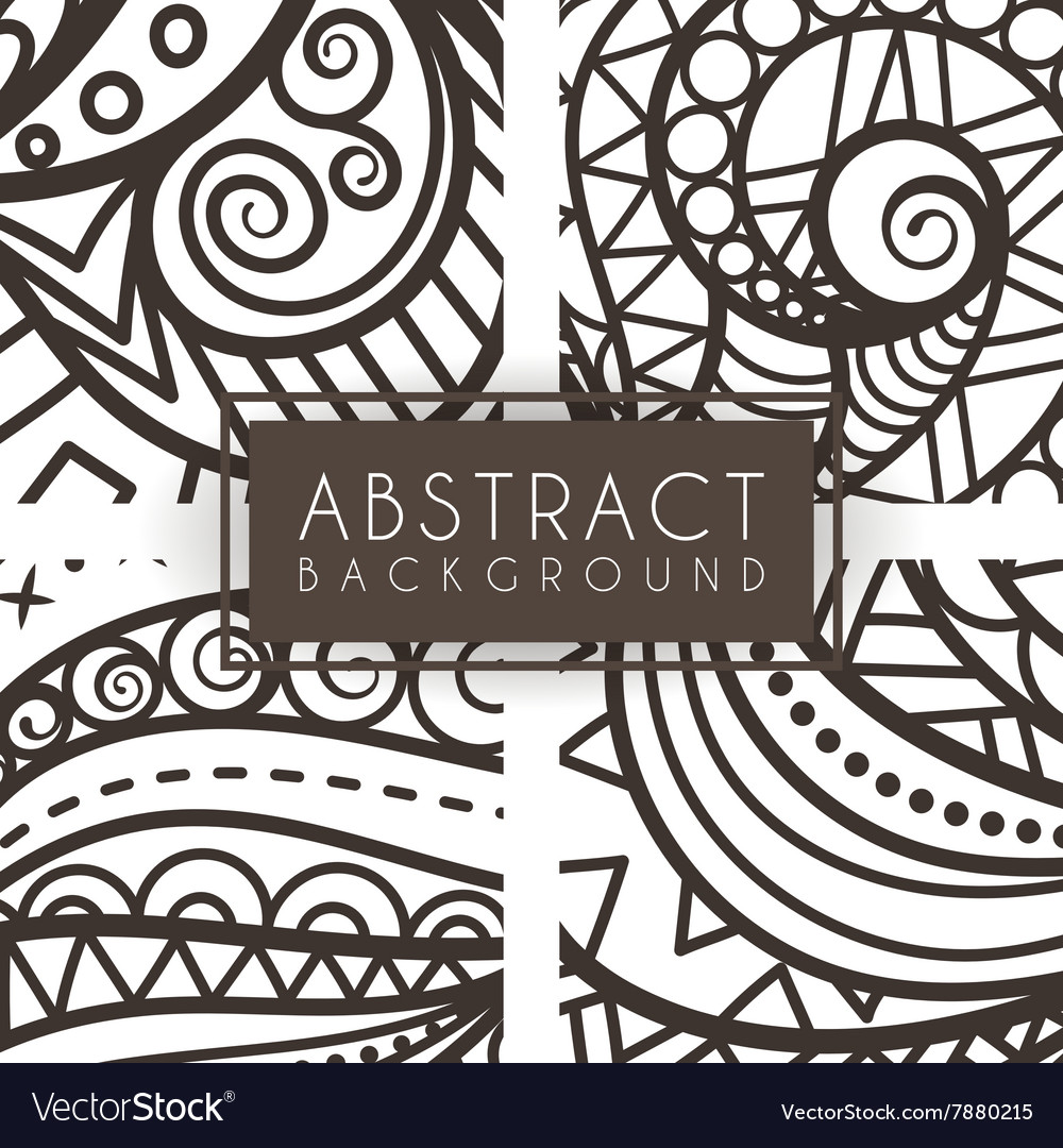 Set of four monochrome intricate patterns Vector Image