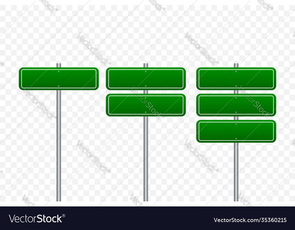 Set road signs isolated on transparent Royalty Free Vector