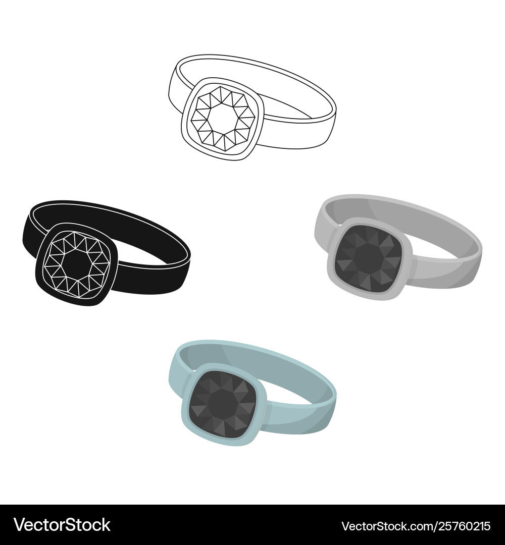Silver ring icon in cartoonblack style isolated Vector Image