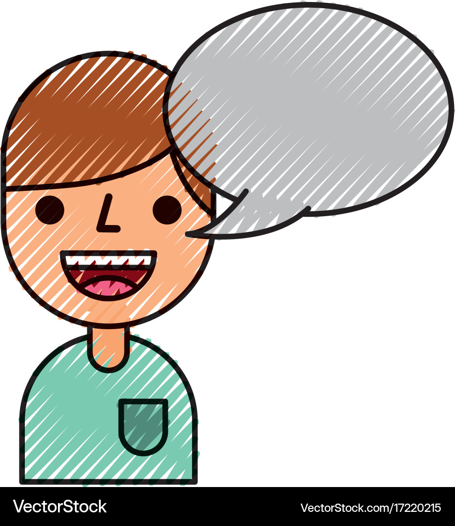 Young boy cartoon with bubble speech communication