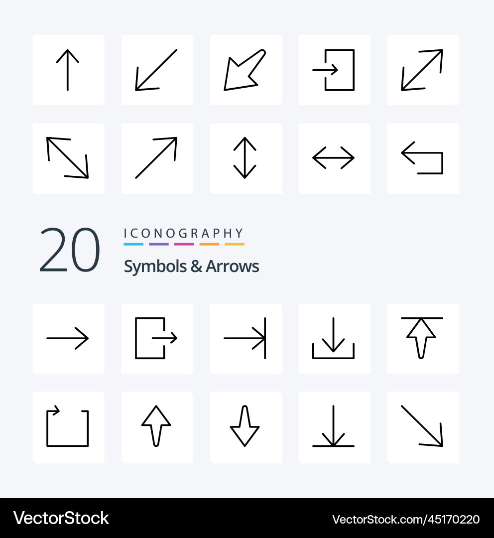 20 symbols arrows line icon pack like up repeat Vector Image