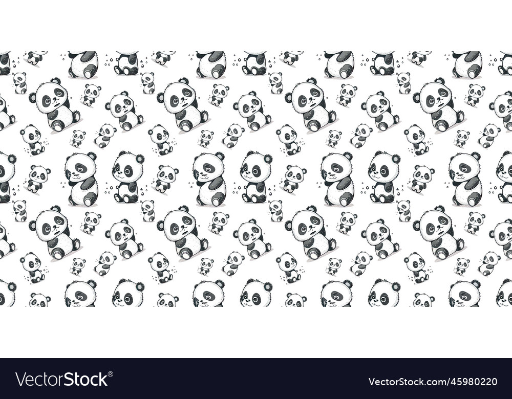 Cute panda seamless pattern template Royalty Free Vector