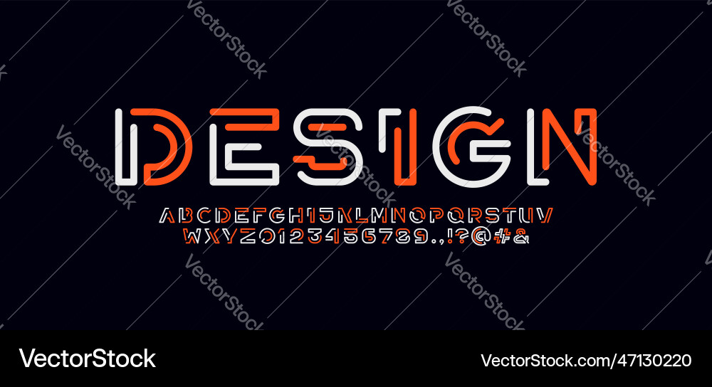 Digital style alphabet font from line letters Vector Image