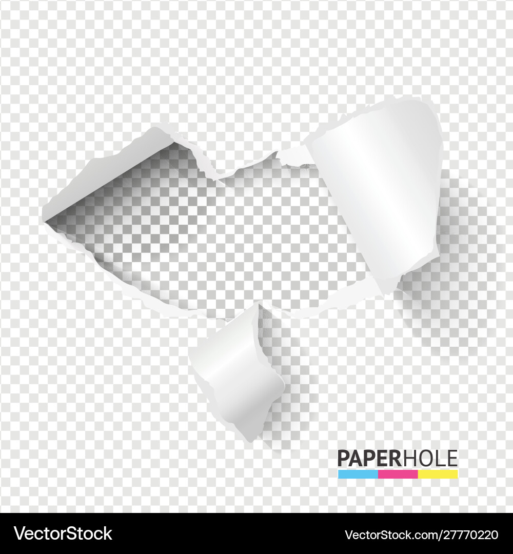 Emptyl tear edge paper hole banner on transparent Vector Image
