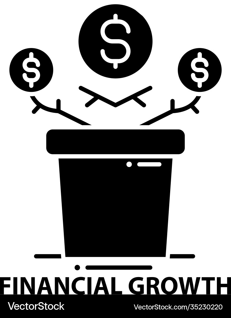 Financial growth icon black sign Royalty Free Vector Image