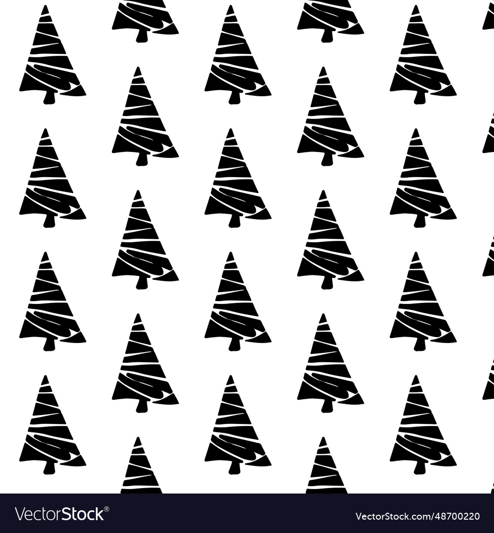 Fir trees repeating continuous pattern winter Vector Image