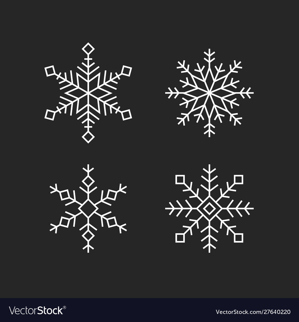 Flat set snowflakes drawing black and white Vector Image