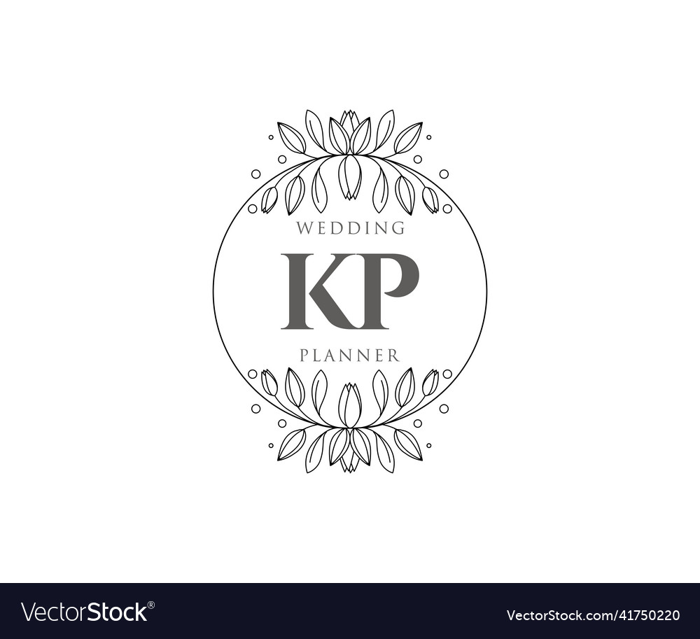 Kp initials letter wedding monogram logos Vector Image Kp initials letter wedding monogram logos Vector Image