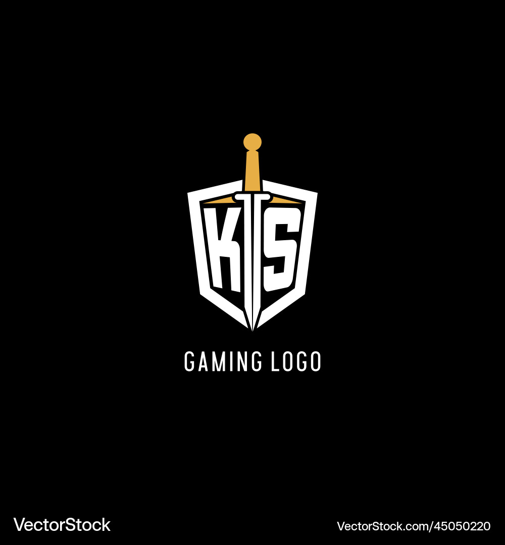 Letter ks logo with shield and sword design Vector Image