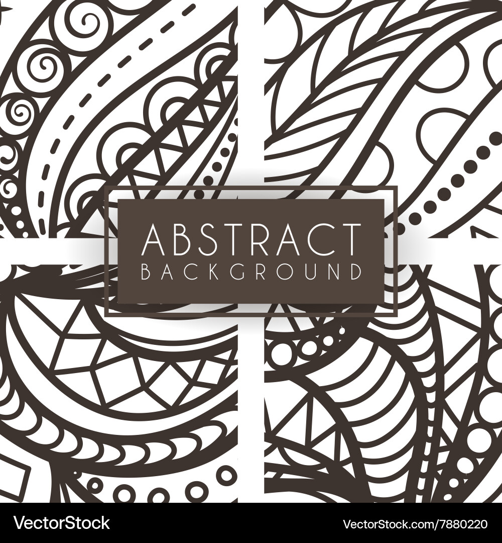 Set of four monochrome intricate patterns Vector Image