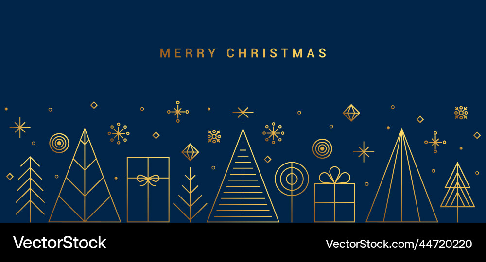 Simple line holiday christmas card 4 Royalty Free Vector