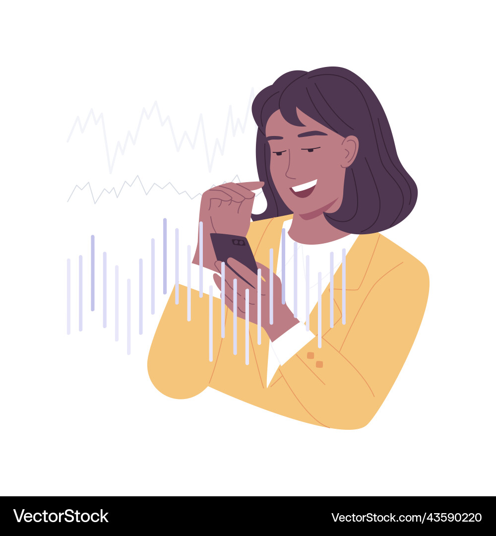 Stock trading app isolated cartoon Royalty Free Vector Image