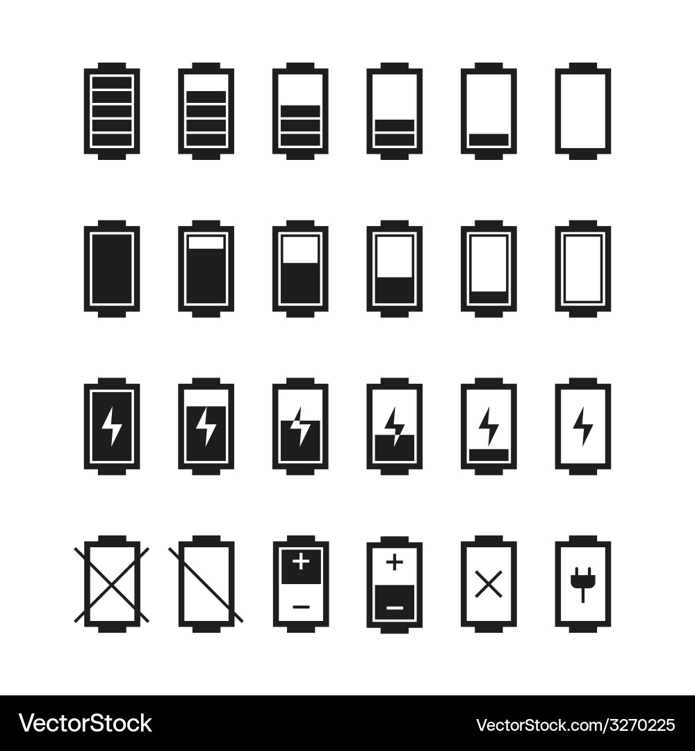 Battery web iconssymbolsign in flat style charge Vector Image