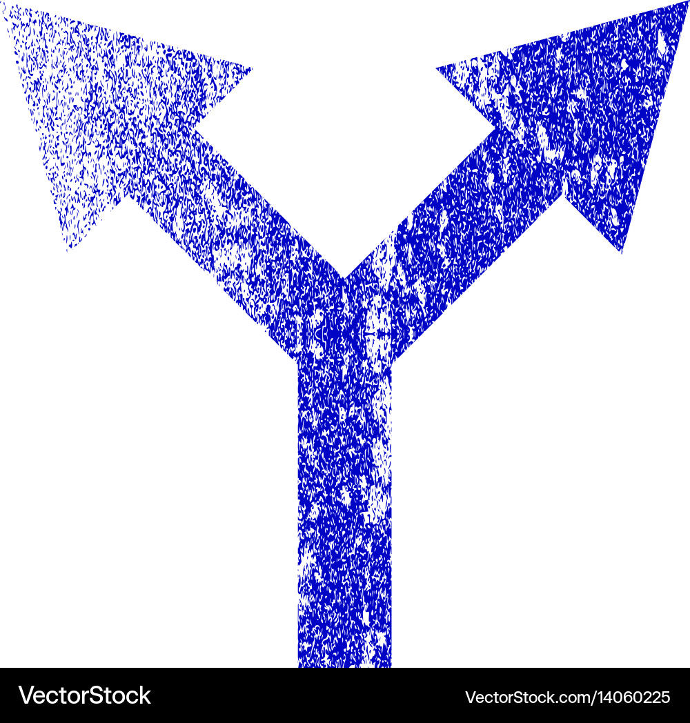 Bifurcation arrow up grunge textured icon Vector Image