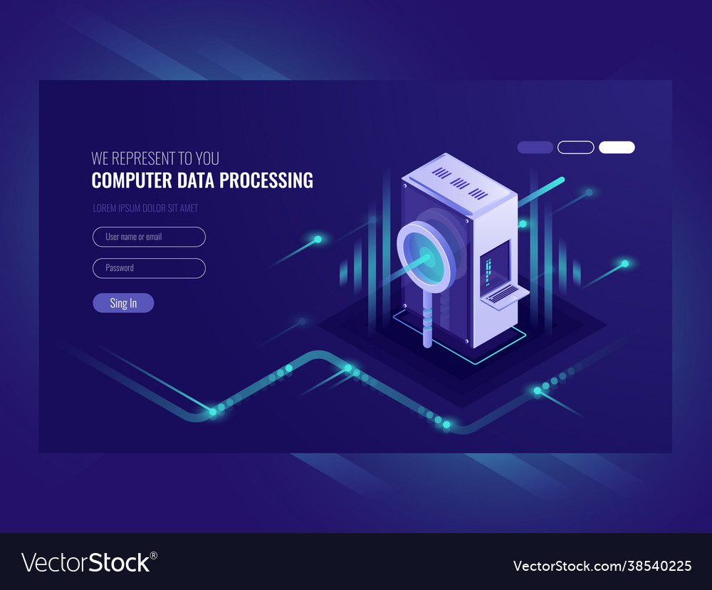 Computer data processing search engine Royalty Free Vector