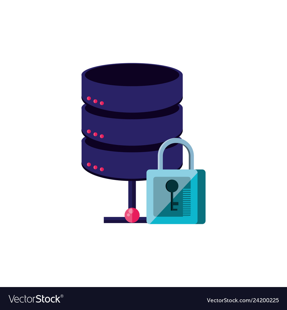 Data center disks with padlock Royalty Free Vector Image