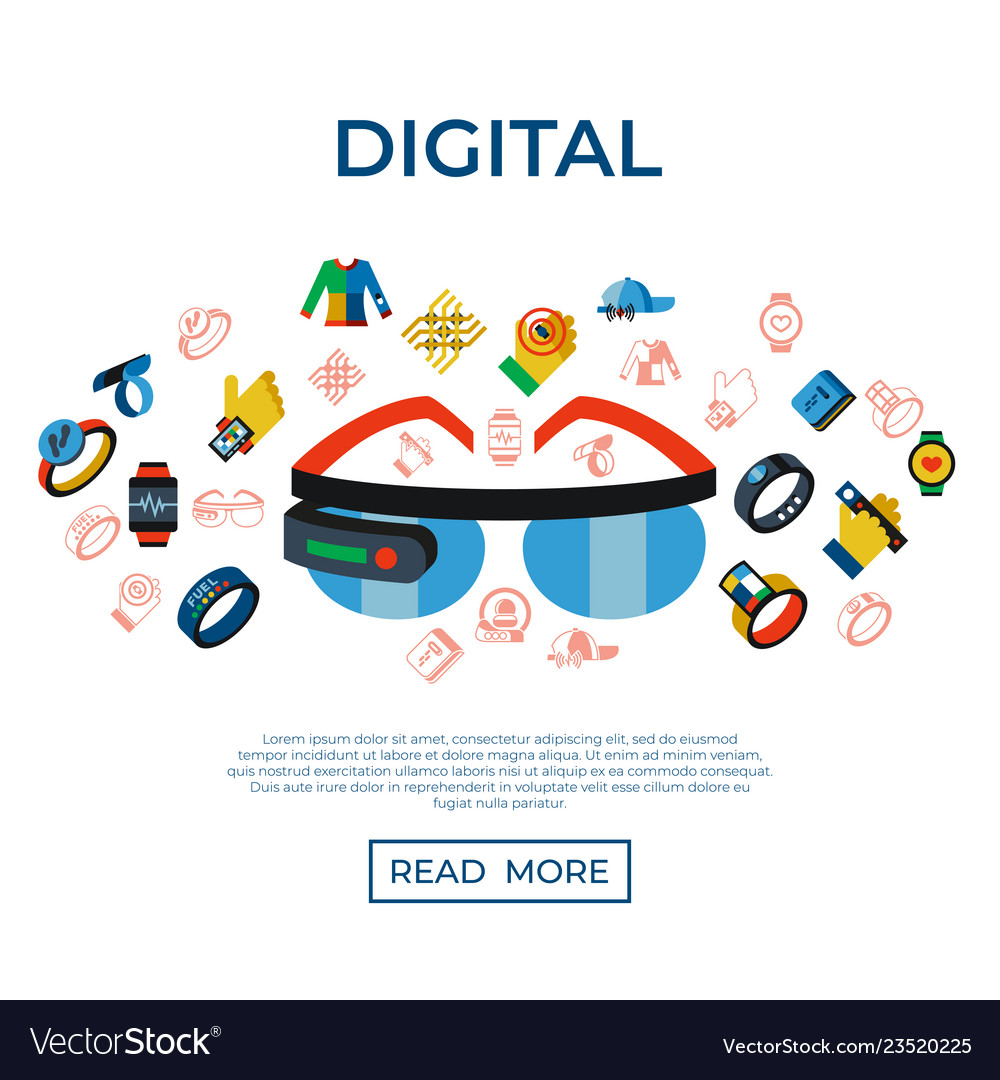 Digital wearable technology icons set Royalty Free Vector Digital wearable technology icons set Royalty Free Vector
