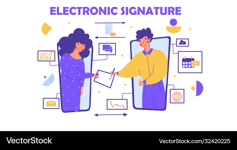 Electronic signature business conference flat Vector Image