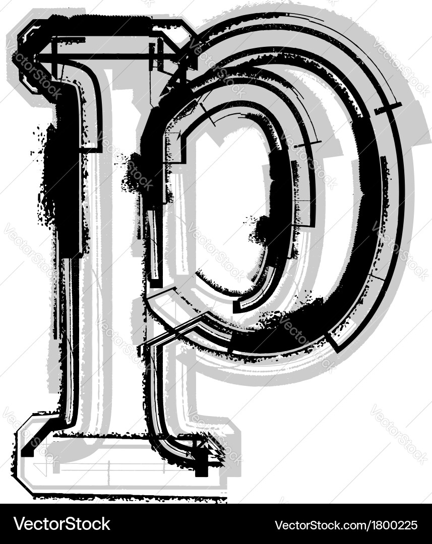 Grunge font letter p Royalty Free Vector Image