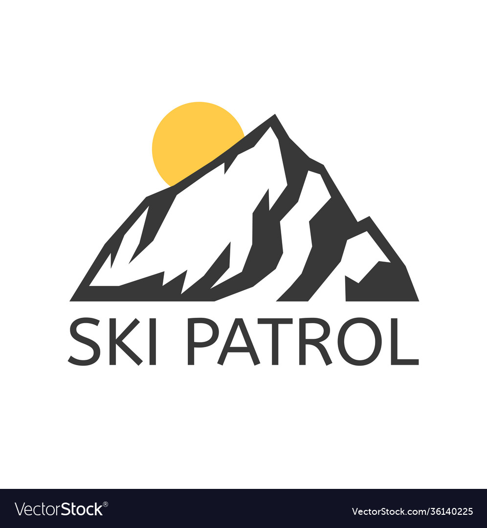Hand drawn mountain isolated ski resort logo Vector Image