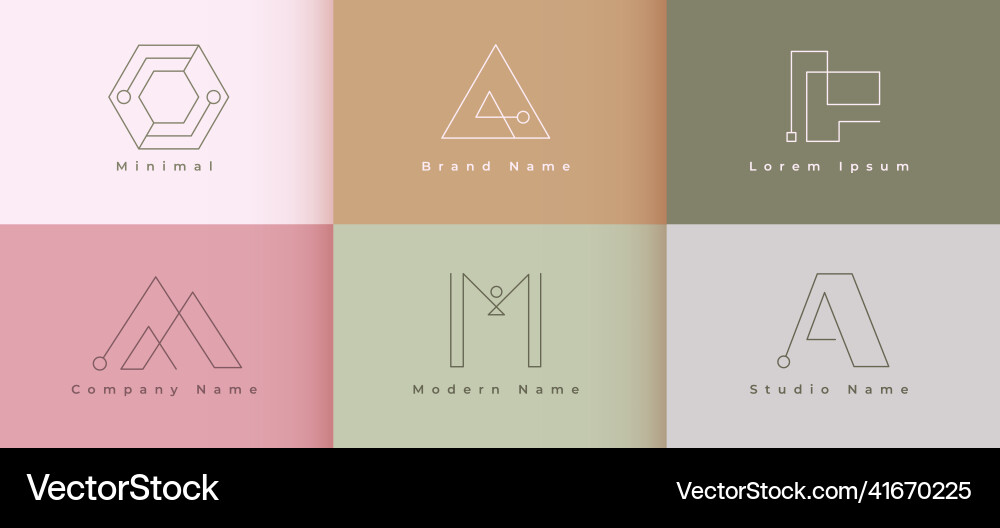 Minimal simple logo designs in line style set Vector Image
