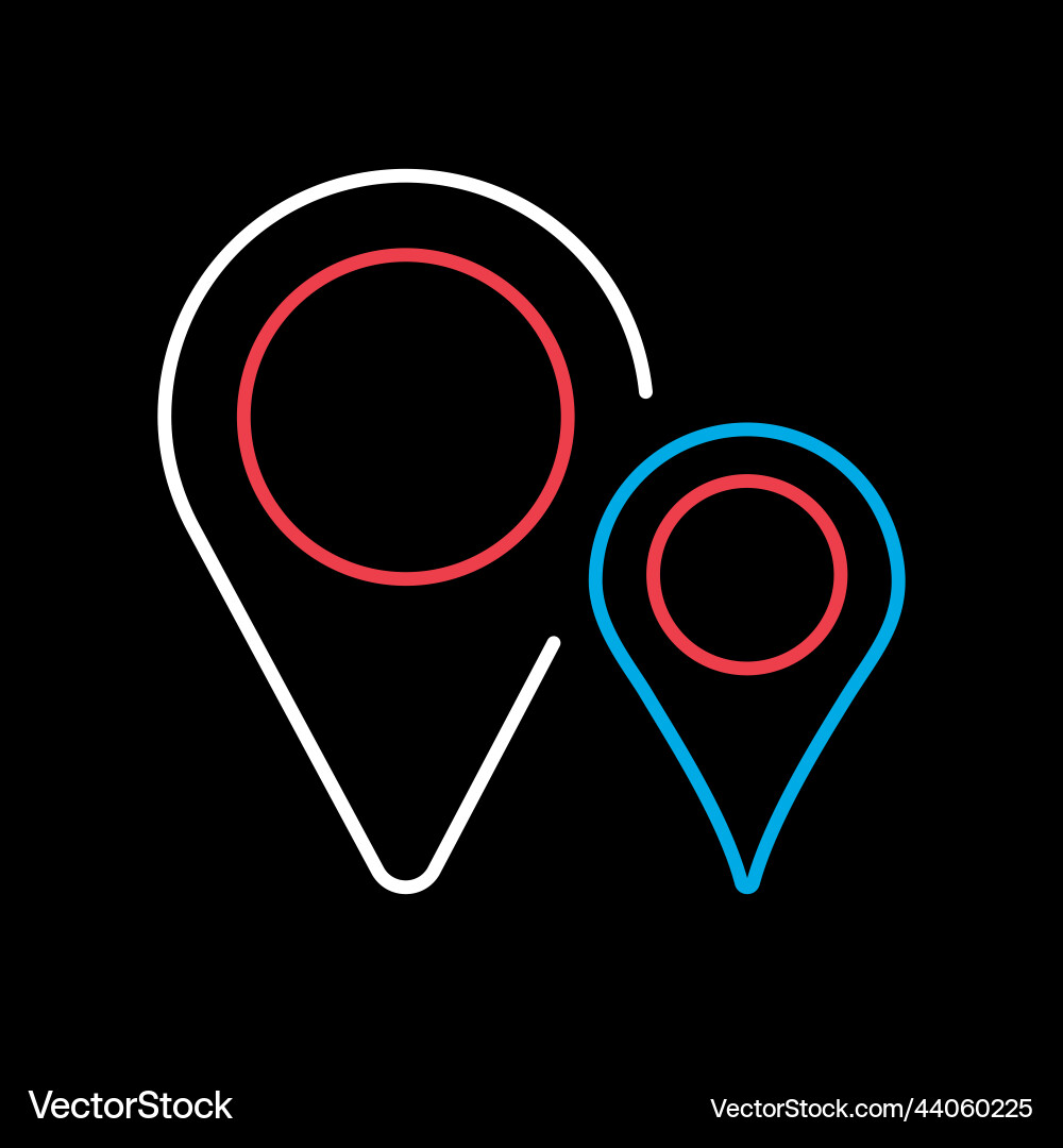 Two pin map icon pointer markers Royalty Free Vector Image