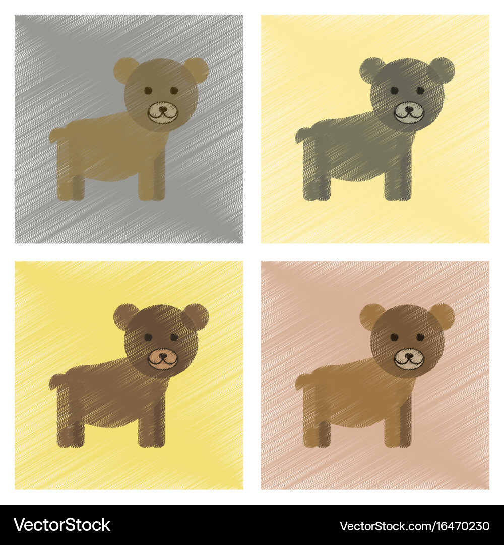 Assembly flat shading style icons cartoon bear Vector Image
