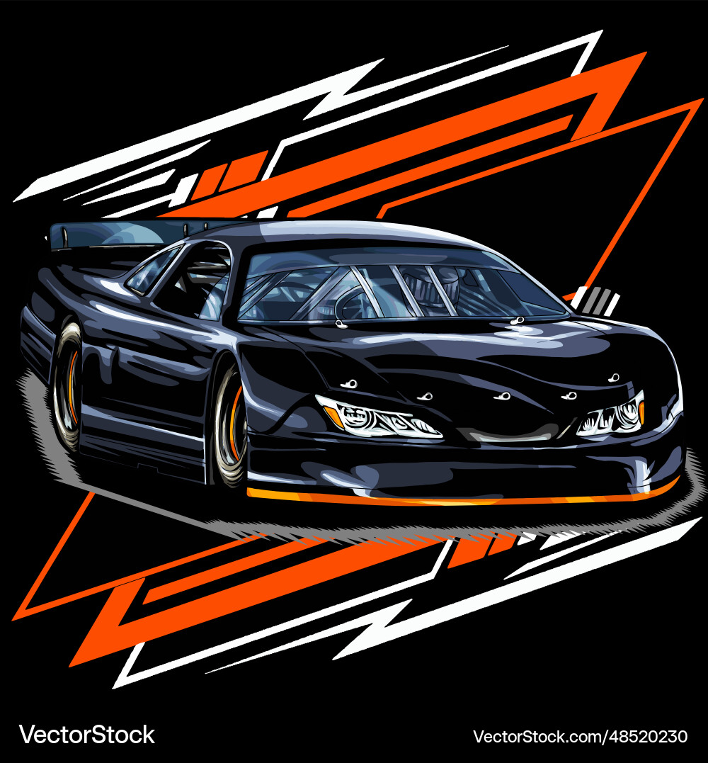 Black drag racing car with red strip Royalty Free Vector
