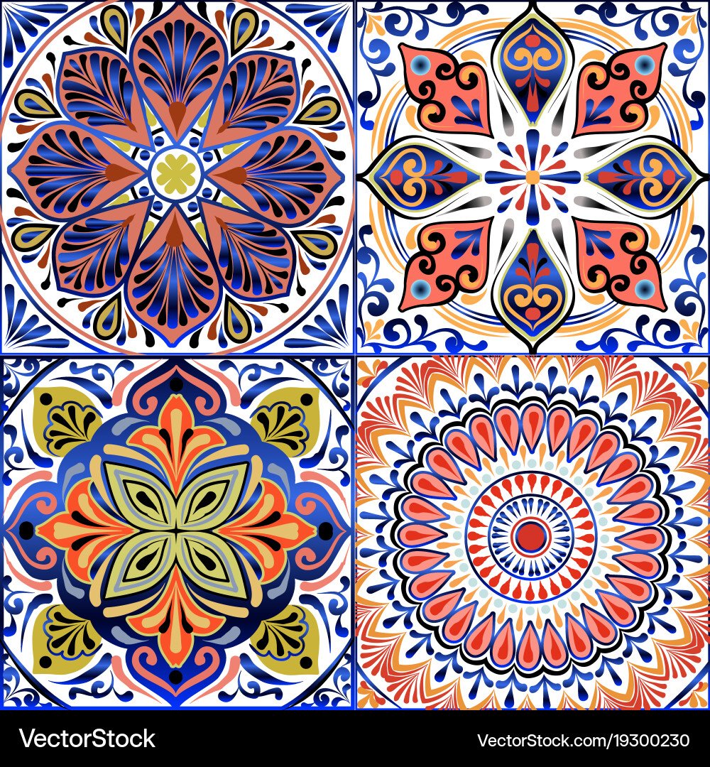 Colorful floral seamless pattern from squares Vector Image