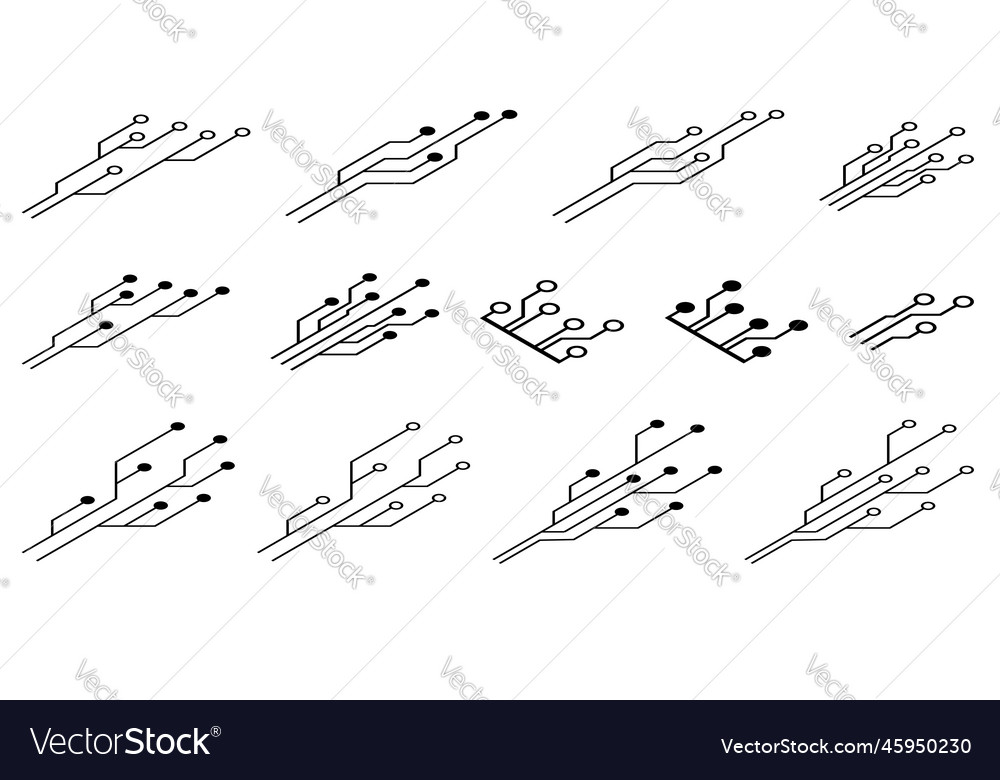 Isometric set of printed circuit board pcb tracks Vector Image Isometric set of printed circuit board pcb tracks Vector Image