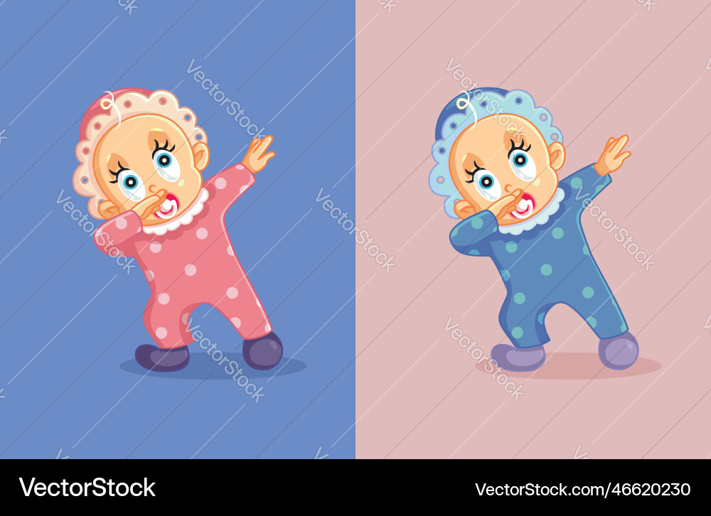 Little infant siblings dabbing and dancing funny Vector Image