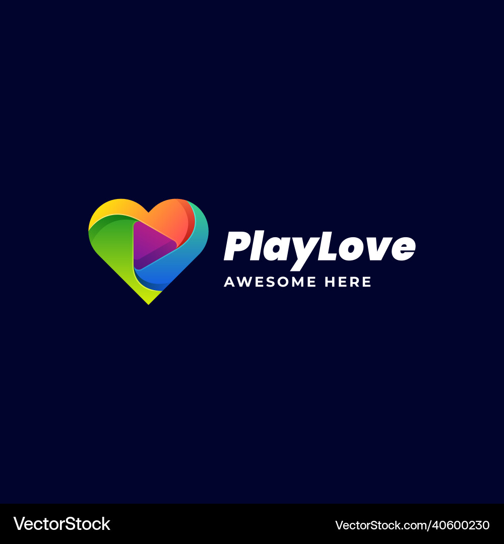 Logo play love gradient colorful style Royalty Free Vector