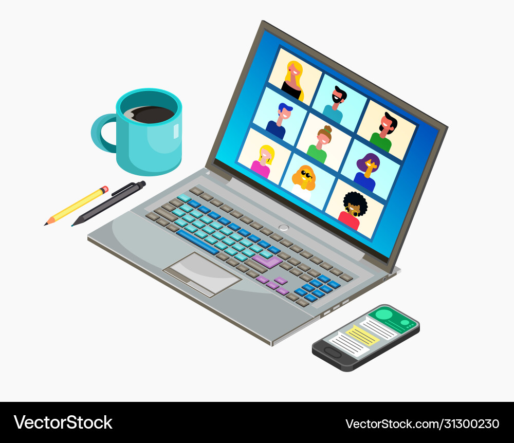 Online virtual meetings work from home distance Vector Image
