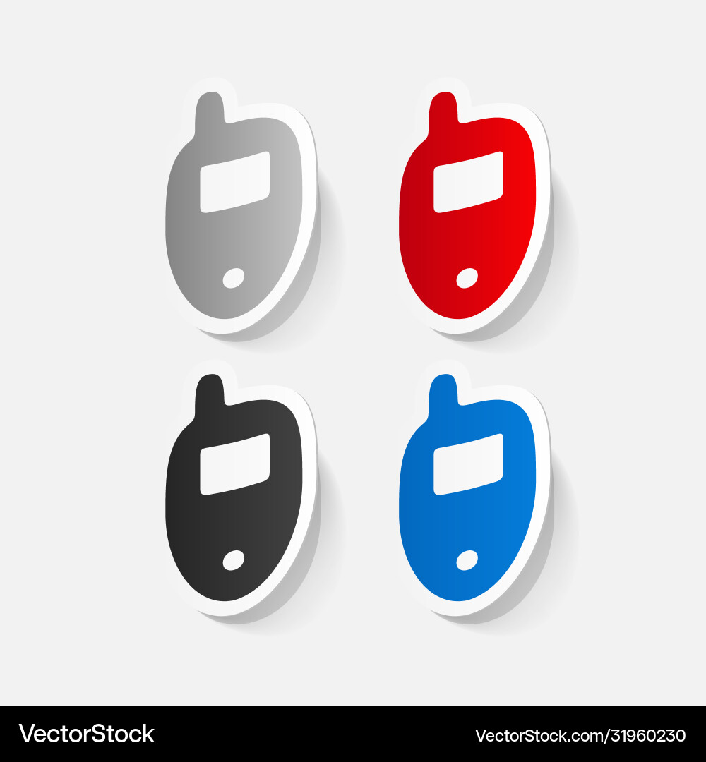 Paper clipped sticker mobile phone cell Royalty Free Vector