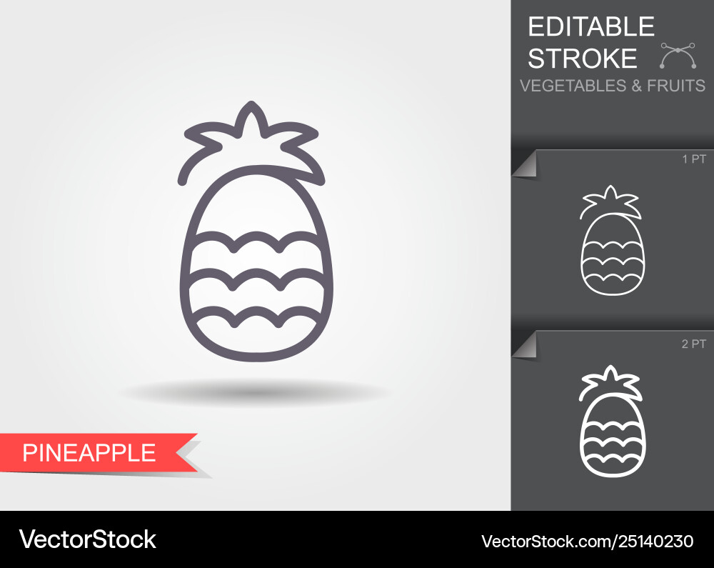 Pineapple line icon with editable stroke Vector Image