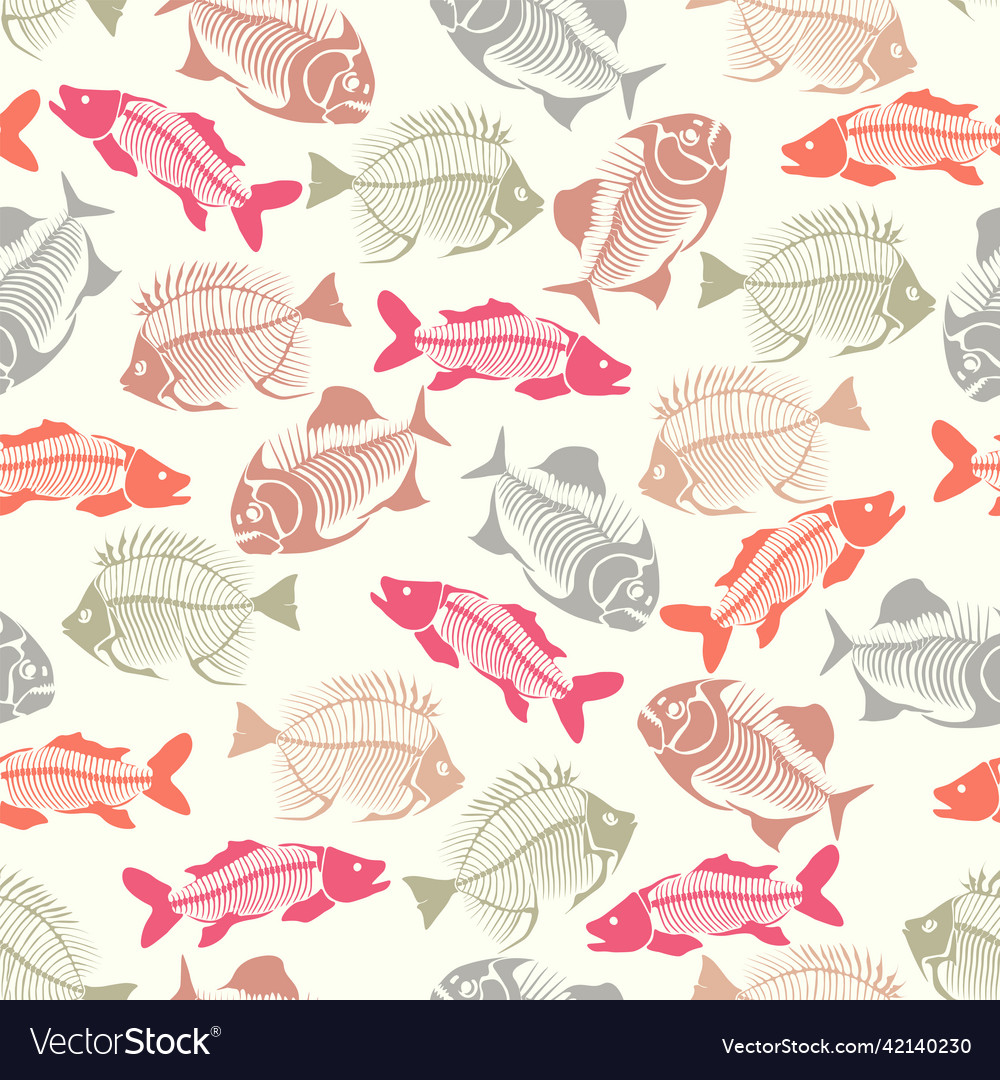 Seamless pattern with fish skeleton Royalty Free Vector