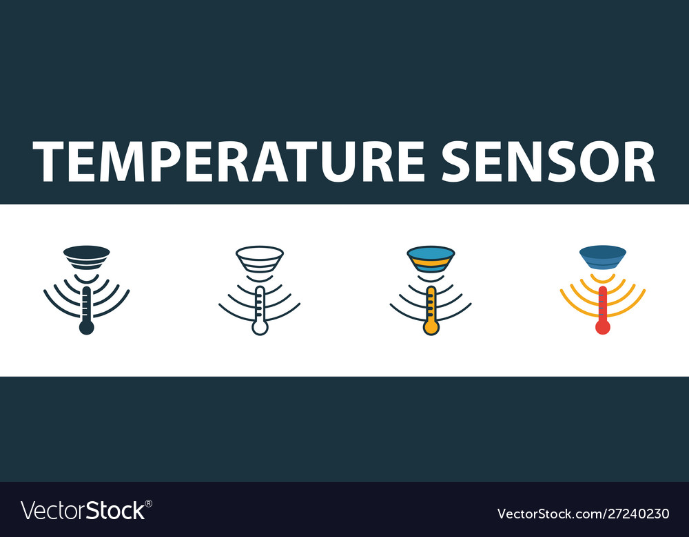 Temperature sensor icon set premium symbol Vector Image Temperature sensor icon set premium symbol Vector Image