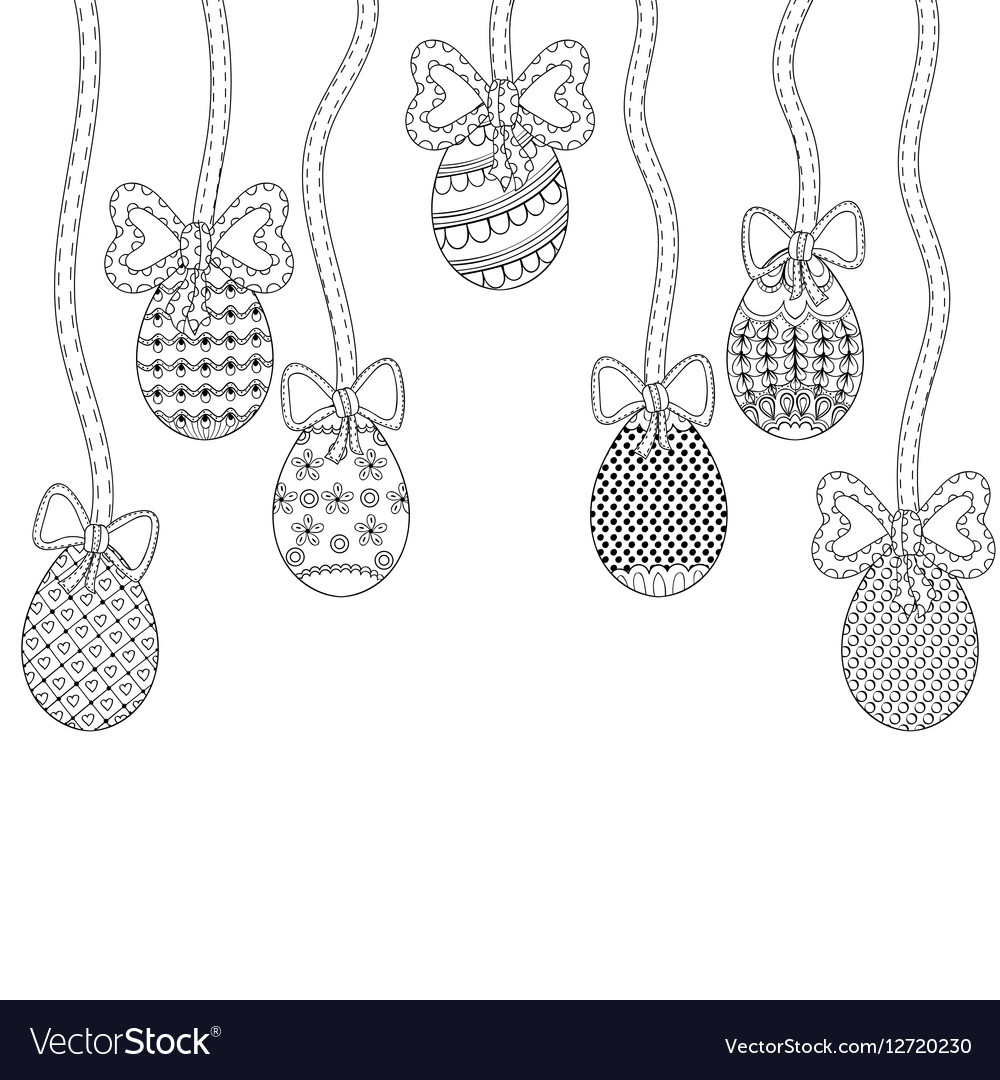 Zentangle Easter eggs with decorative ornamental Vector Image