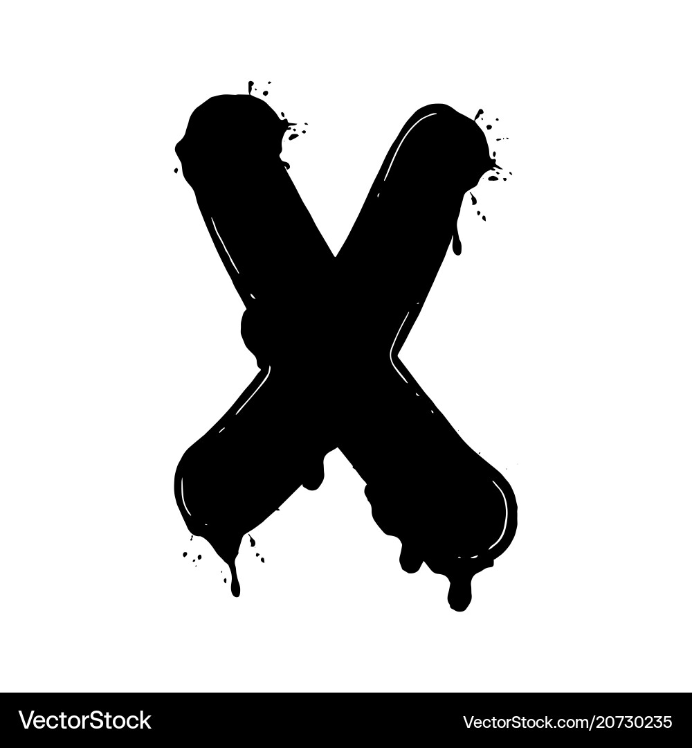 Blot letter x black and white Royalty Free Vector Image