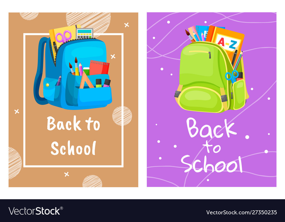 Colored school backpack back Royalty Free Vector Image