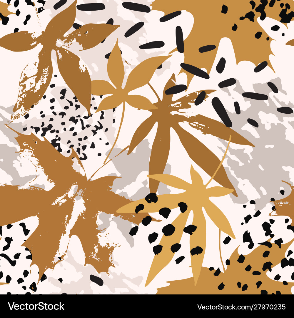 Drawing falling leaves ink doodle grunge Vector Image