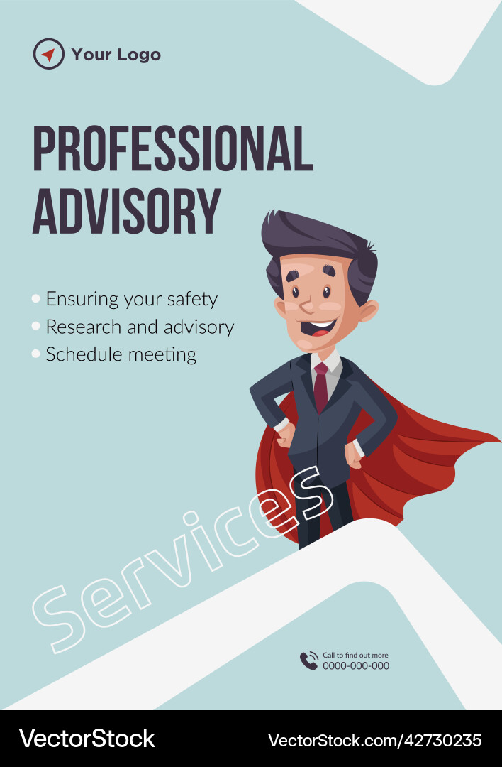 Flyer design of professional advisory Royalty Free Vector