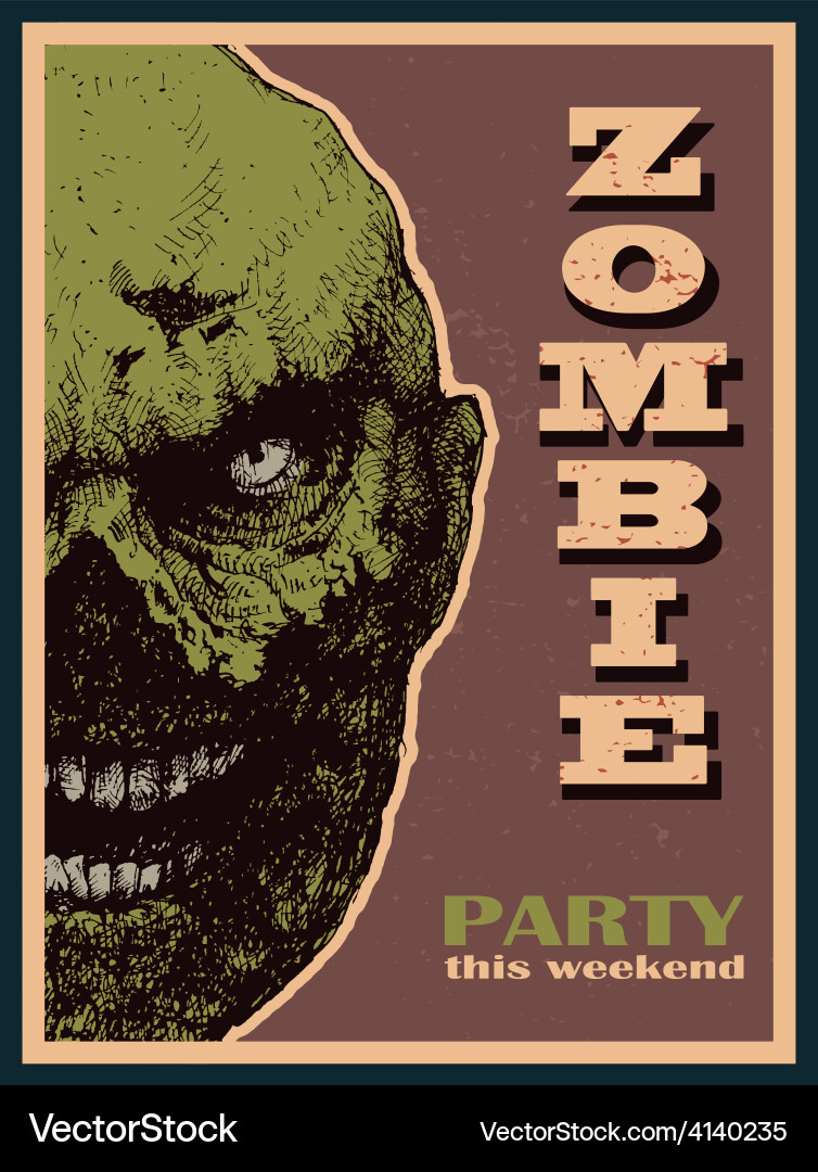 Halloween zombie party banner Royalty Free Vector Image