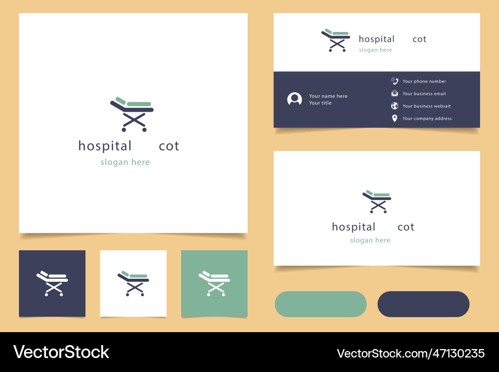 Hospital cot logo design with editable slogan Vector Image