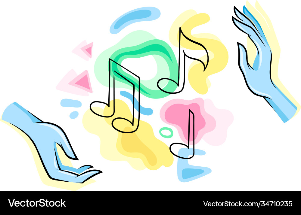 Human hands with colorful abstract shapes Vector Image