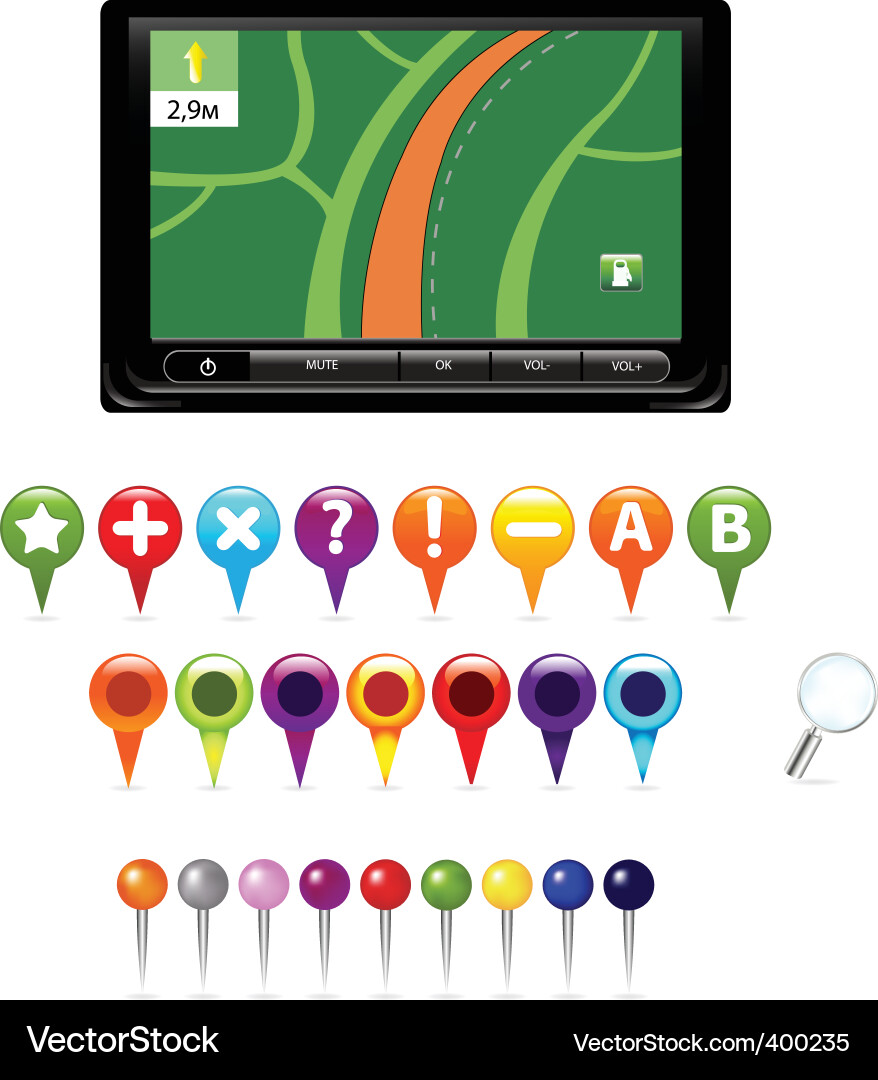 Navigator and map icons Royalty Free Vector Image