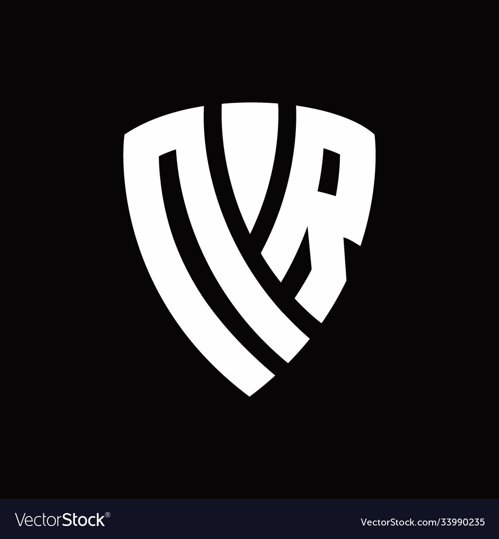 Nr logo monogram with shield elements shape Vector Image